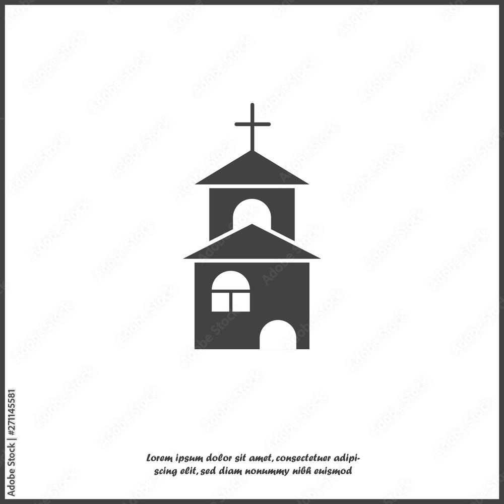 Church building icon. Vector religious church illustration icon on ...