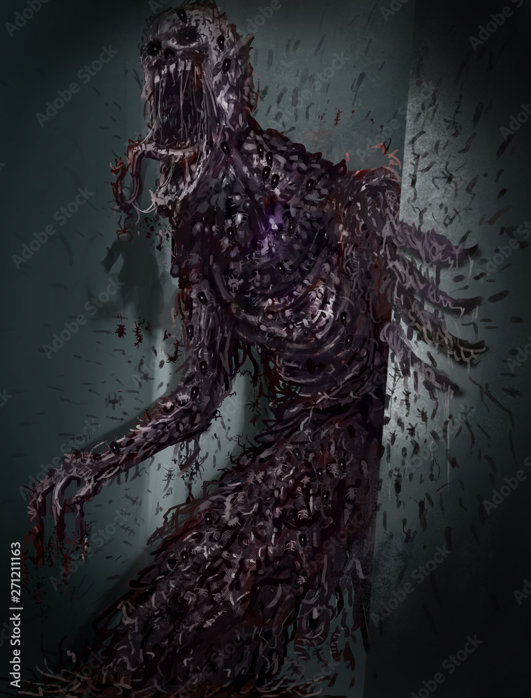 Ilustrace Gruesome Evil Monster, Concept Art for Horror Movie, Video ...