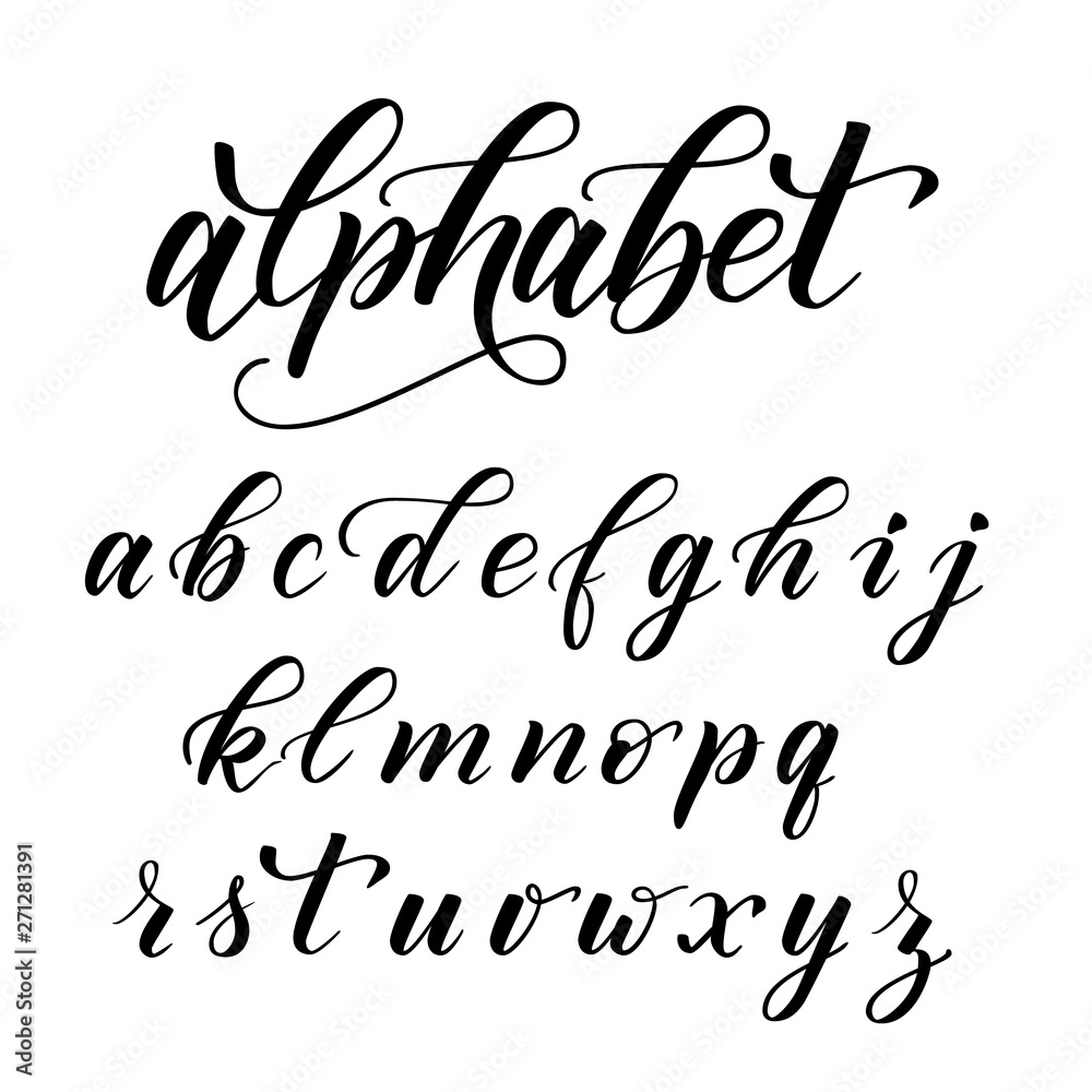 Handwritten modern brush calligraphy Alphabet isolated on white. Vector ...