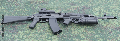 modern assault rifle with underbarrel grenade launcher Stock Photo ...