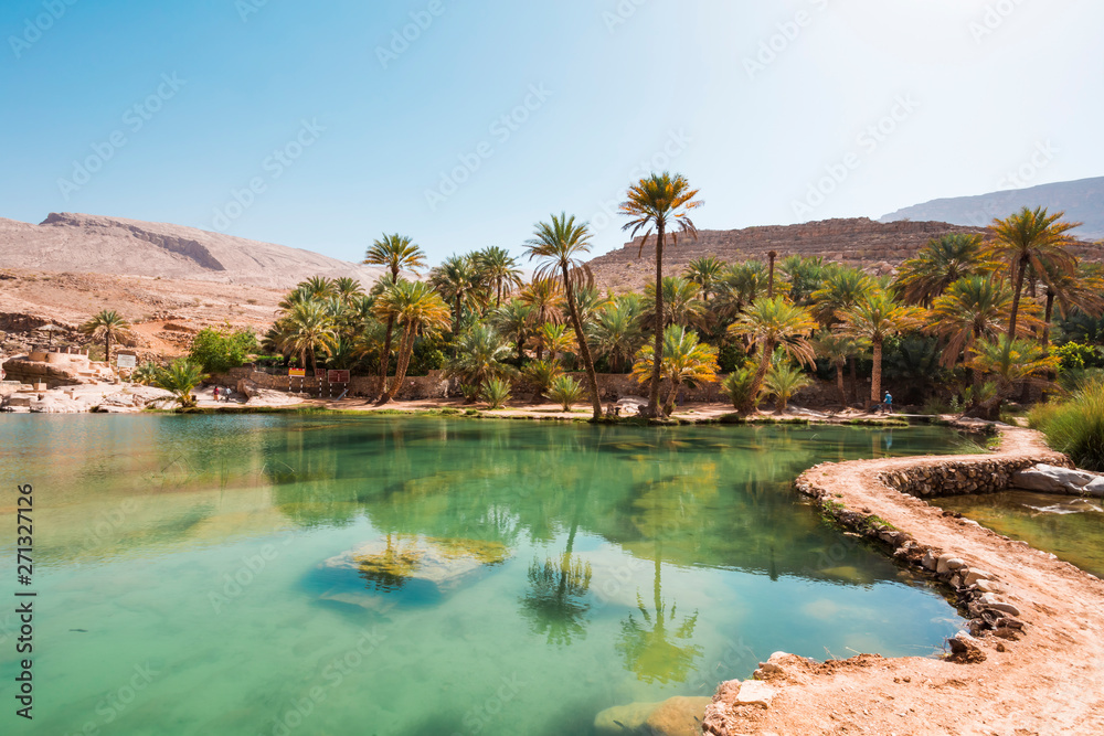 Arabia, Sultanate Of Oman, Palms in Wadi Bani Khalid Stock Photo ...