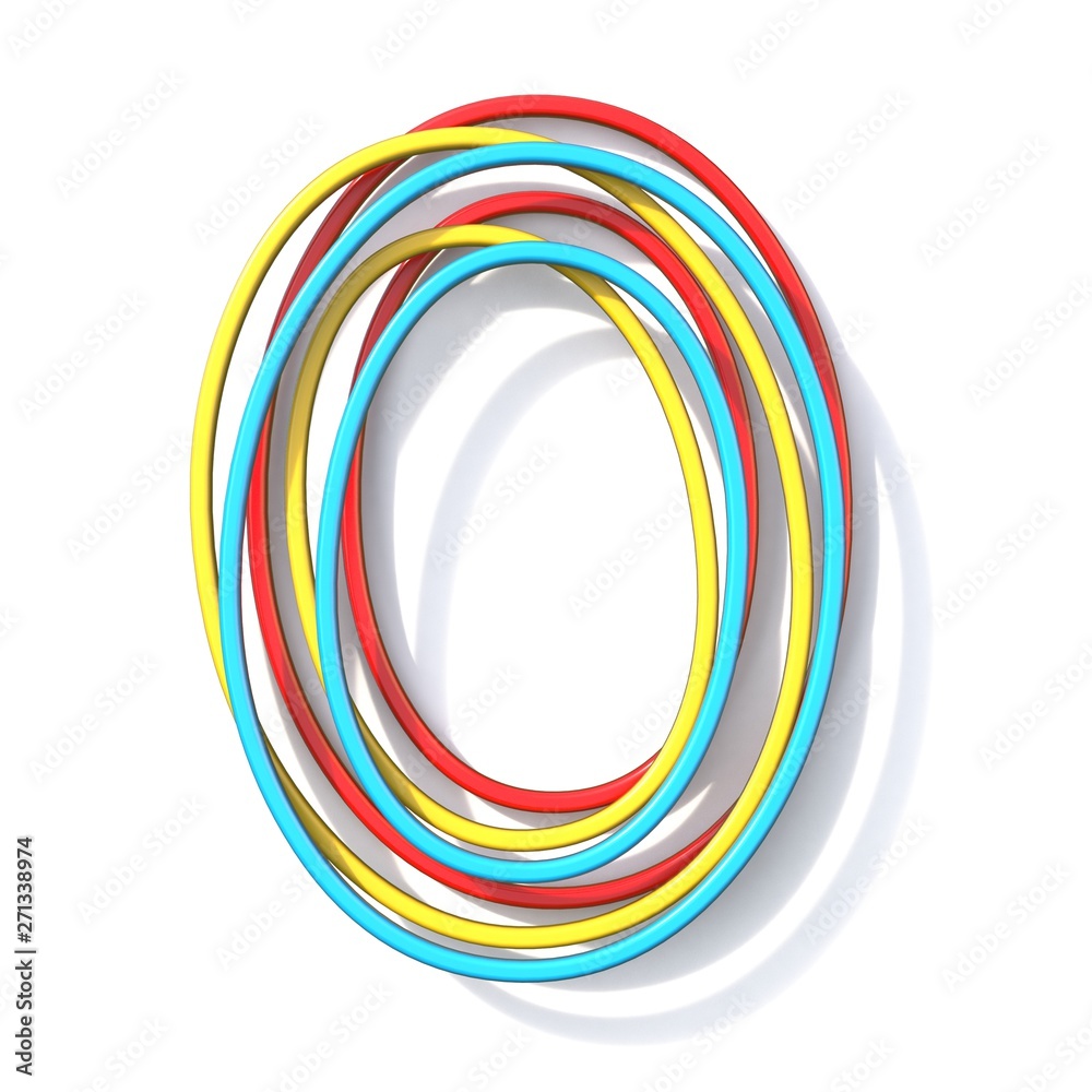 Three basic color wire font Letter O 3D Stock Illustration | Adobe Stock
