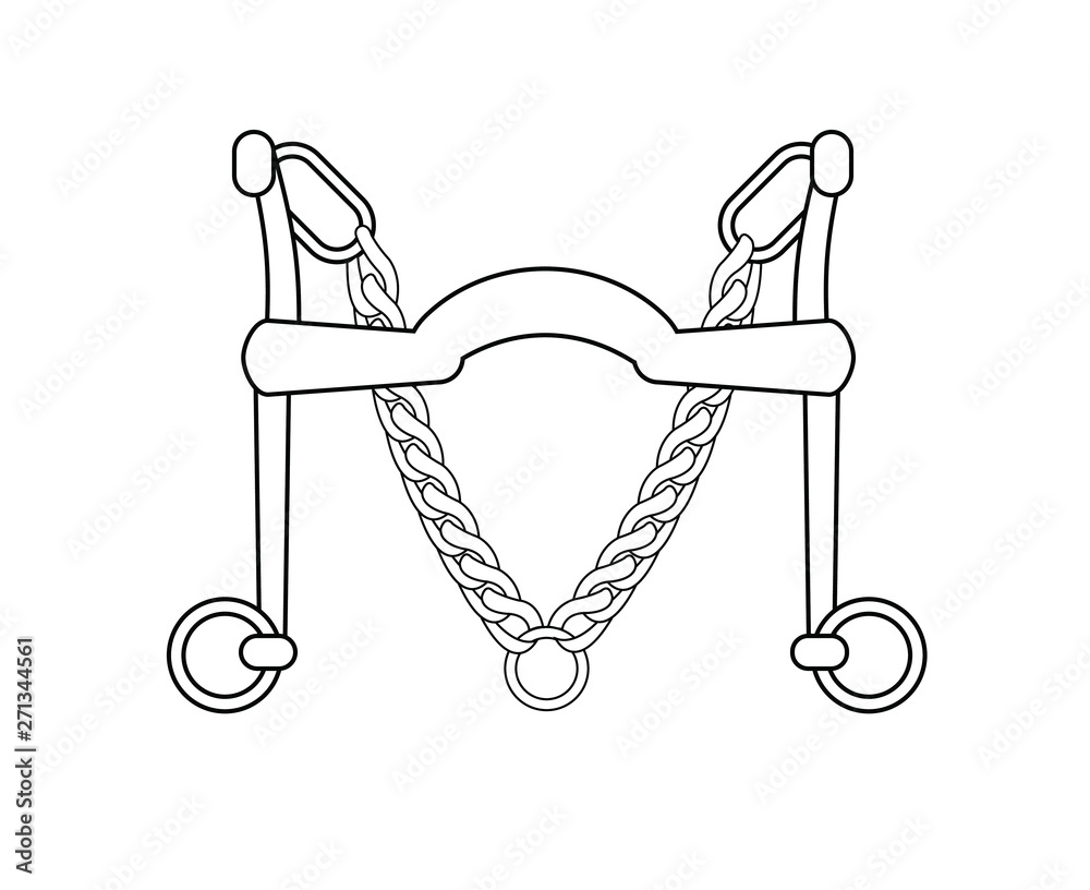 Vector flat cartoon icon logo of dressage equestrian horse curb bit ...