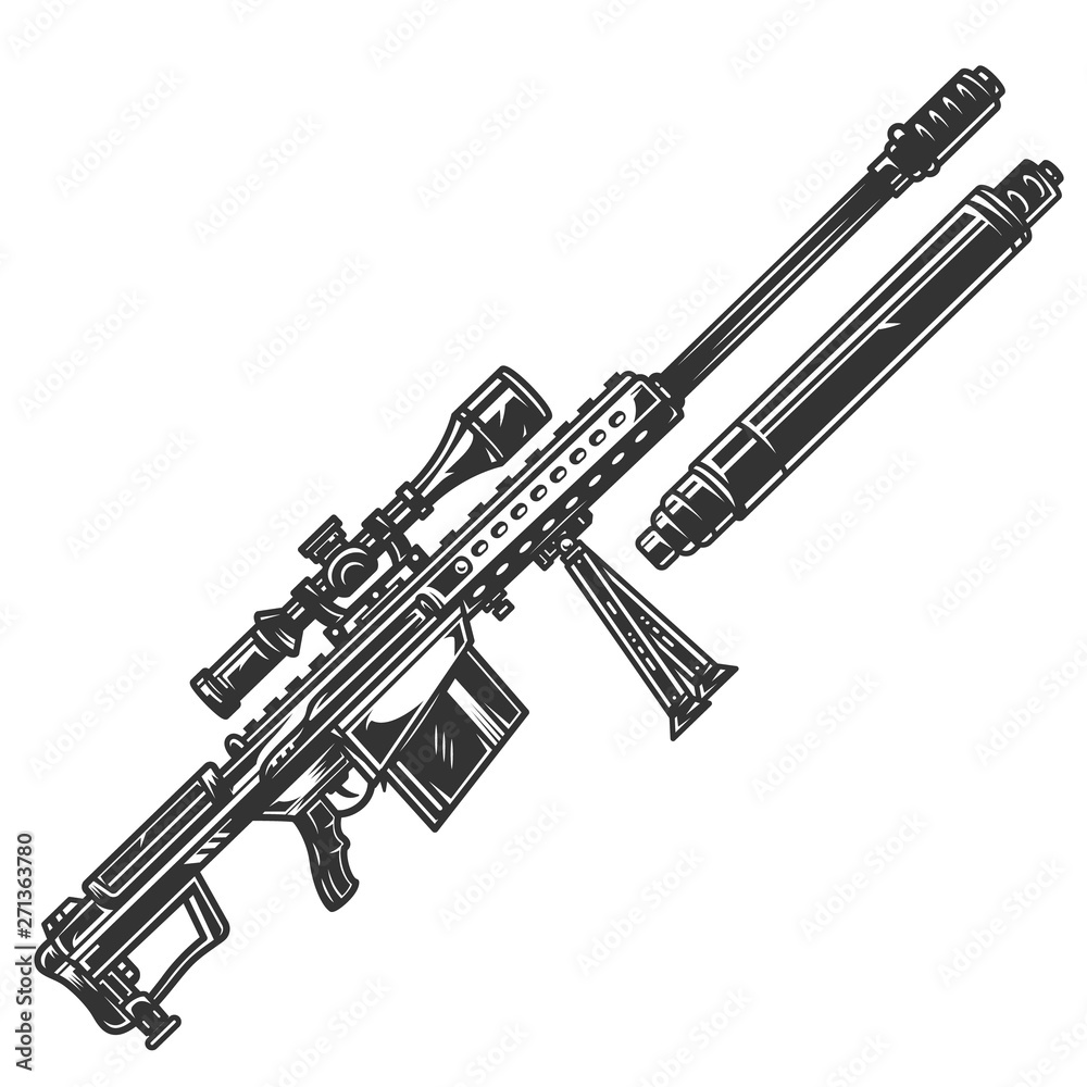 Vintage monochrome sniper rifle concept Stock Vector | Adobe Stock