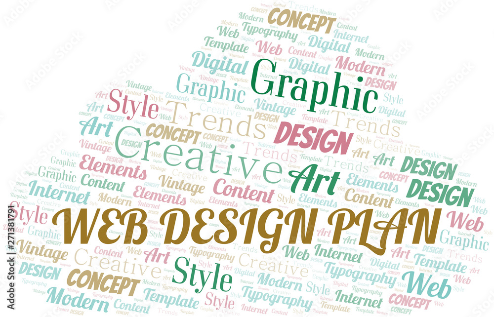 Web Design Plan word cloud. Wordcloud made with text only. Stock Vector ...