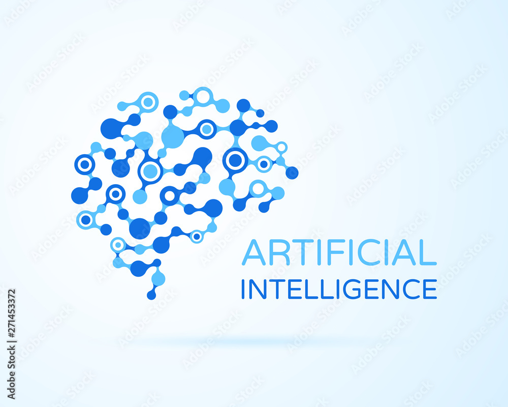 Artificial Intelligence (AI) vector logo. Artificial human brain ...