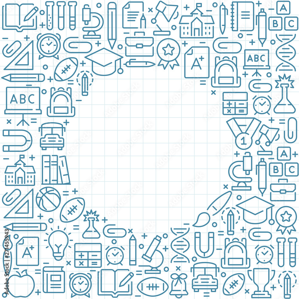 Back To School vector background with line icons Stock Vector | Adobe Stock