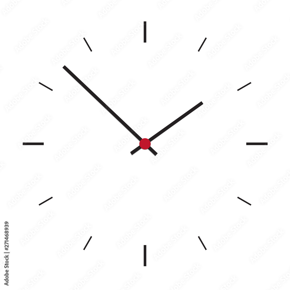 Simple illustration of clock face without numbers with hour and minute ...
