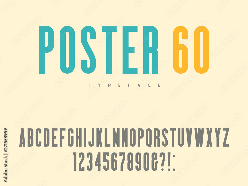 Latin uppercase alphabet letters and numbers. Retro poster font. Vector ...