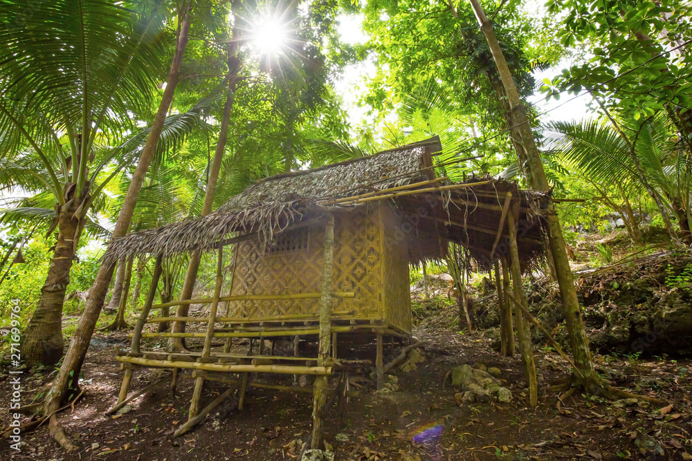 nipa hut simple bamboo cottage in the philippine countryside with ...