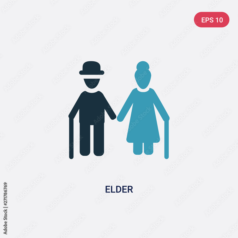 two color elder vector icon from people concept. isolated blue elder ...
