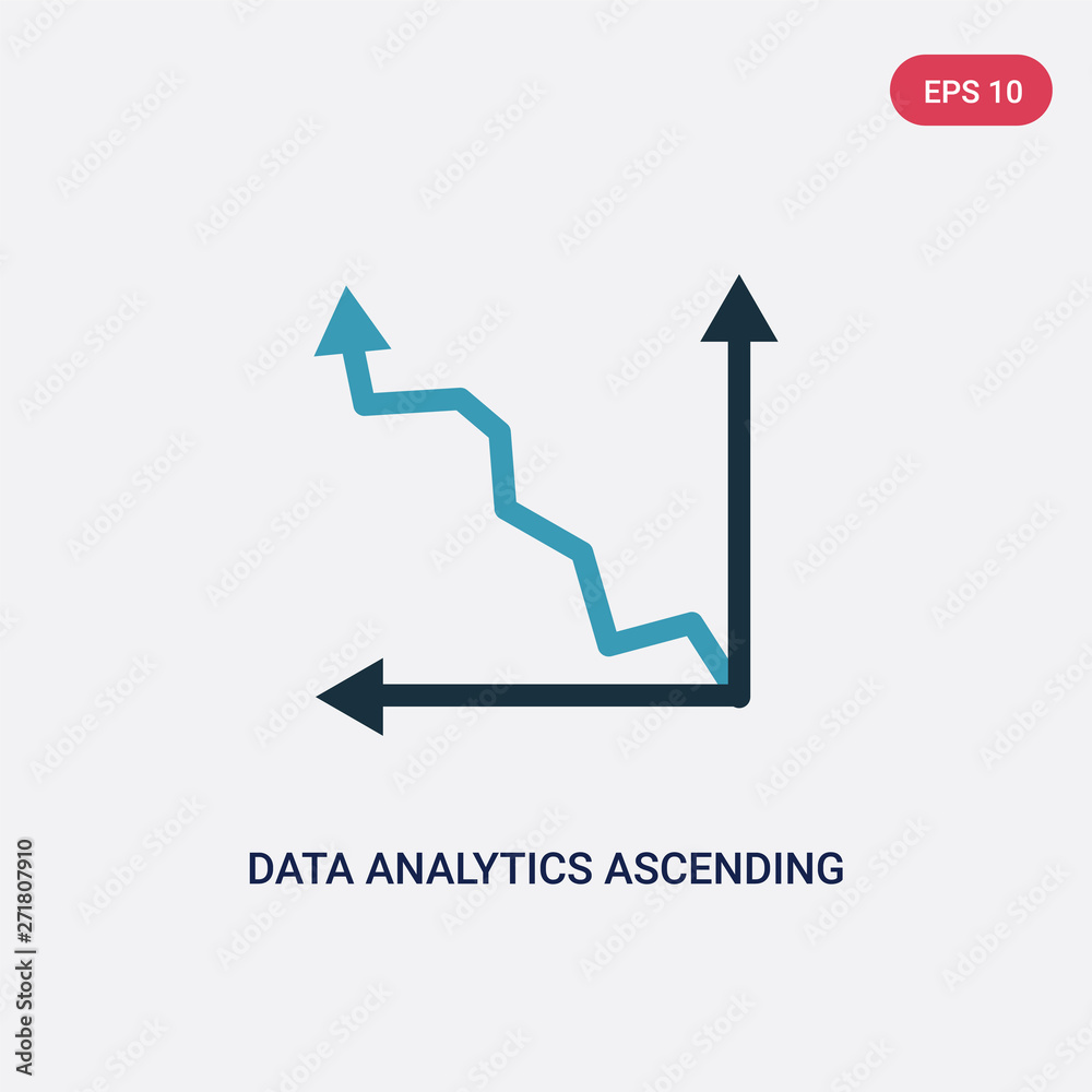 two color data analytics ascending line chart vector icon from user interface concept. isolated ...