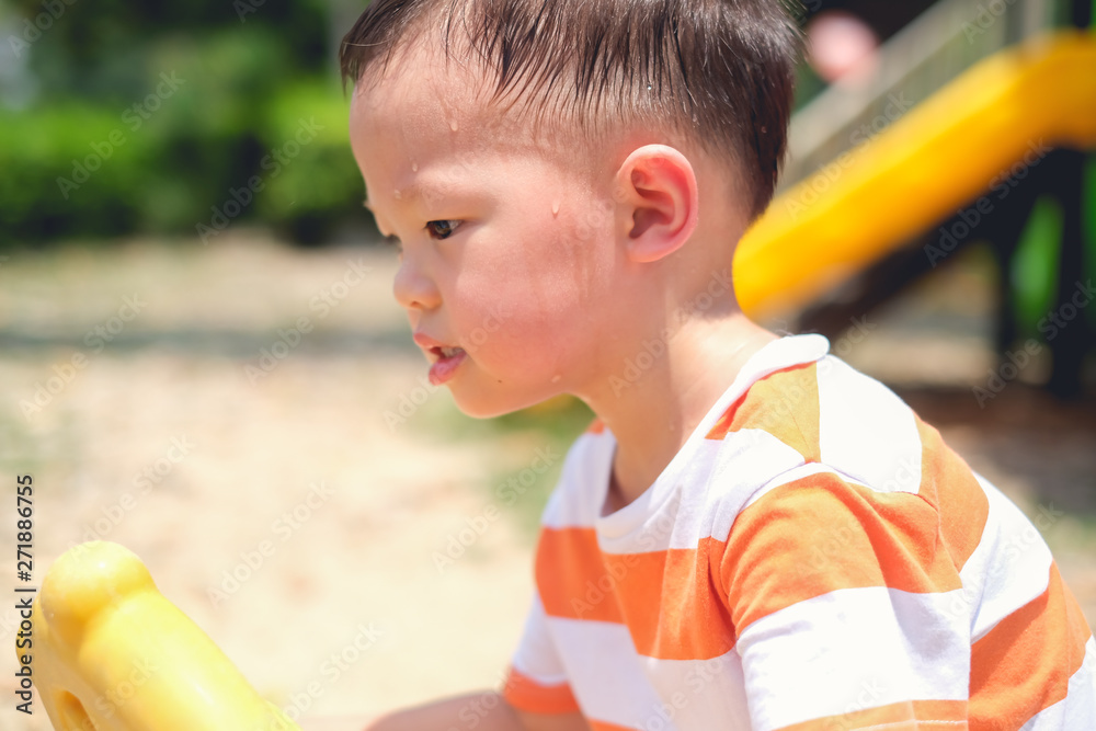 Cute little Asian 2 - 3 years old toddler baby boy child sweating ...