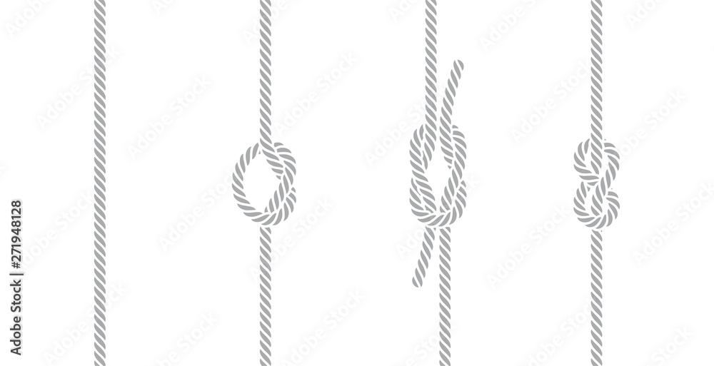 Rope knots borders line set design element different types. vector ...