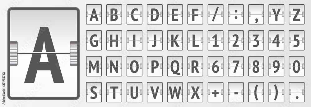 Airport terminal mechanical flip board alphabet to display timetable ...
