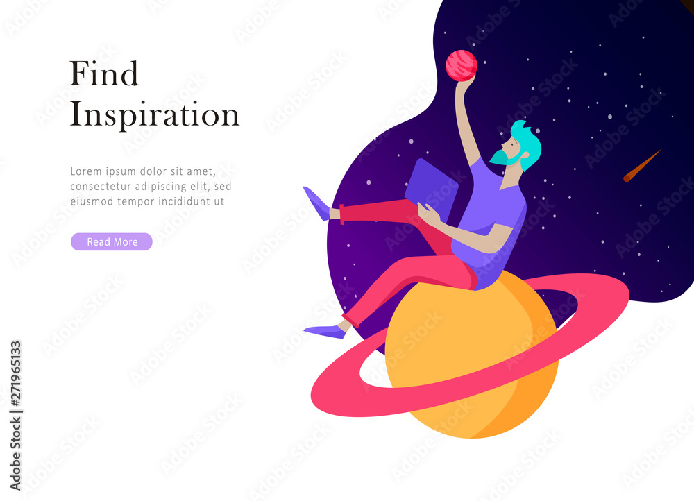 landing page template. Inspired People flying. Create your own spase ...