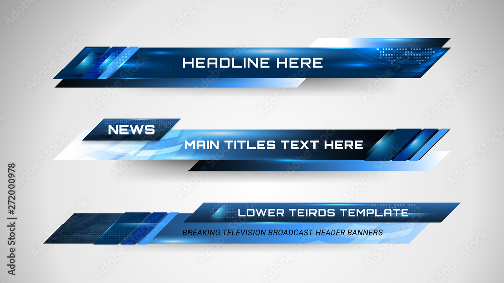Graphic set of Broadcast News Lower Thirds Banner for Television, Video ...