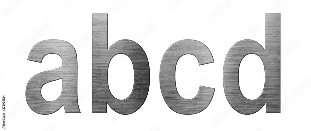 Metal font english alphabet. Letter ABCD from a metal plate isolated on ...