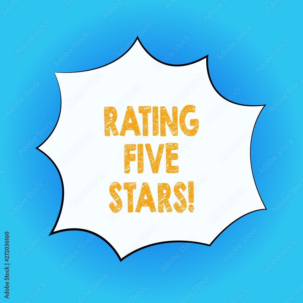 Handwriting text Rating Five Stars. Concept meaning indicating highest ...