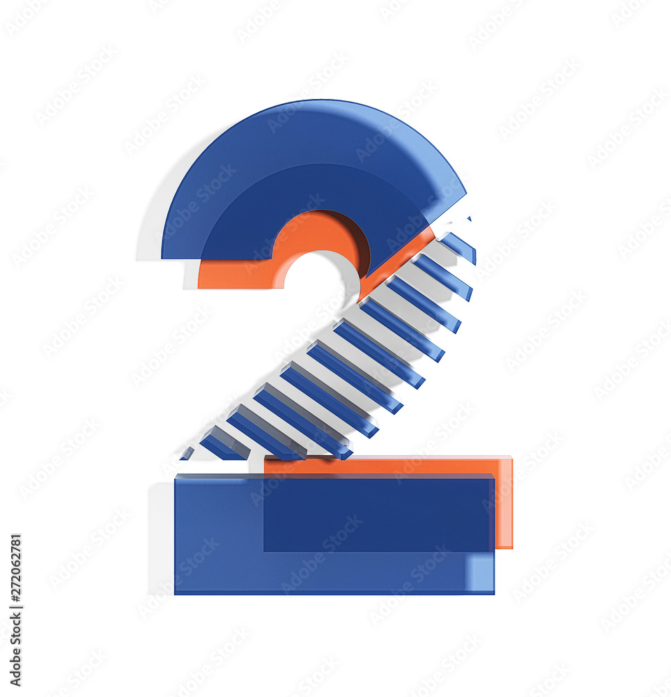 Number 2. Modern Trendy Minimal Style Font. Brand Identity Concept. 3d ...