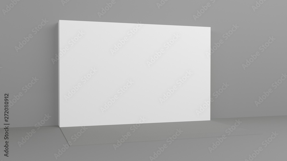 White backdrop 3x5 meters in room with grey paint on wall. 3d render ...