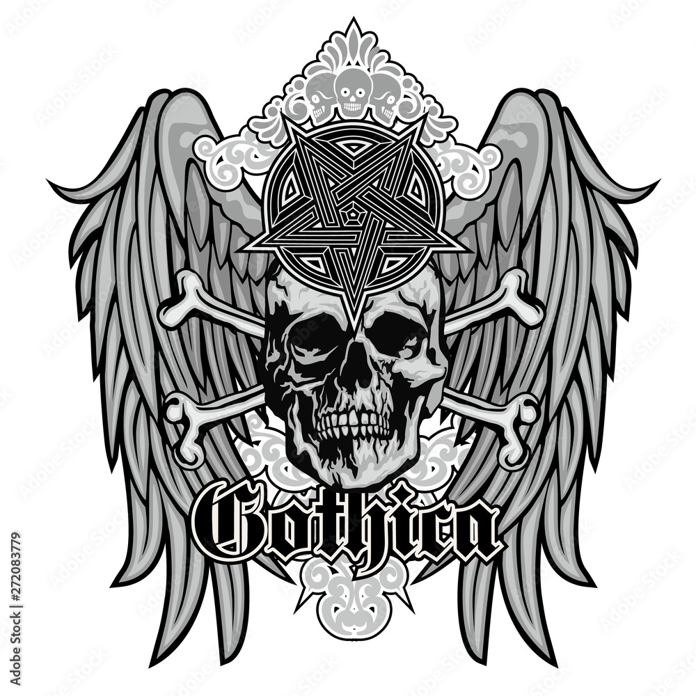 Vetor Gothic sigskeleton,bone,halloween,death,horror,angel,gothic,cross ...
