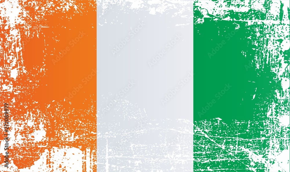 Flag of Ivory Coast, Republic of Cote d'Ivoire, Africa. Wrinkled dirty ...