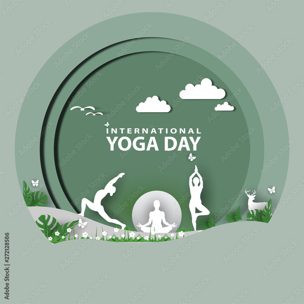 21 june-international yoga day,paper cut yoga body posture, human and ...