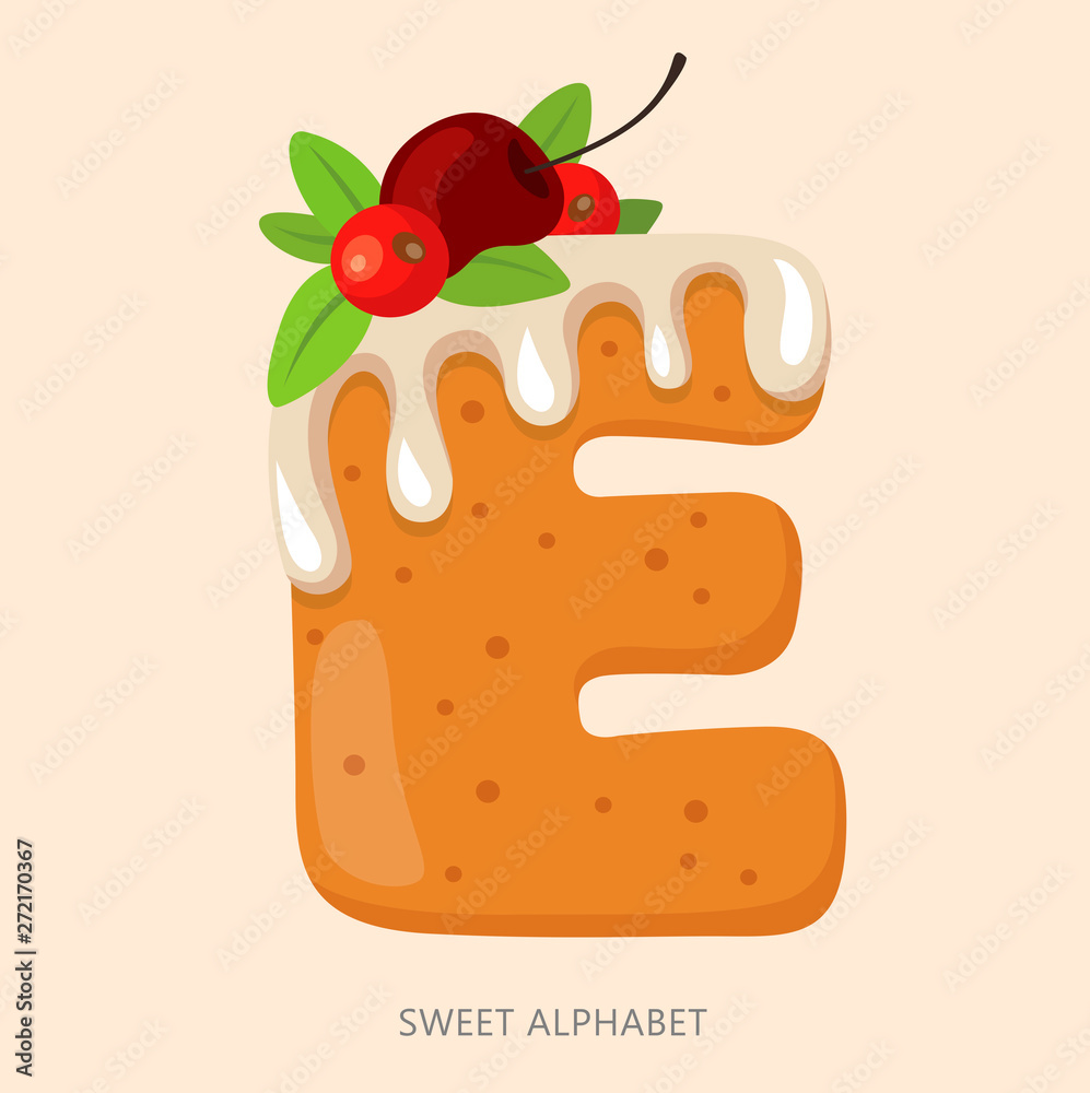 Cartoon candy alphabet. Letter E. illustration, isolated on white ...