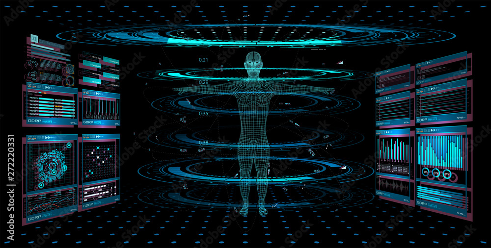 Display set of virtual interface elements. Modern medical examination ...