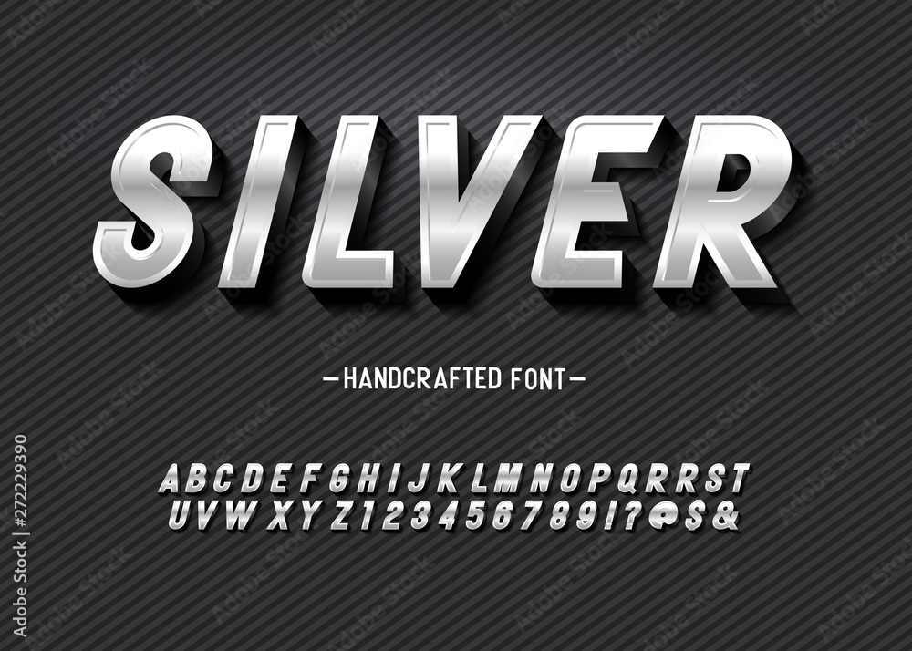 Silver font and alphabet. Stock Vector | Adobe Stock