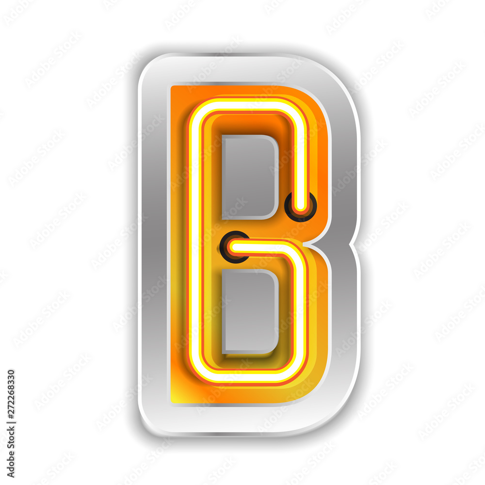 Bright Neon Font with fluorescent. B letter. Night Show Alphabet.Neon ...