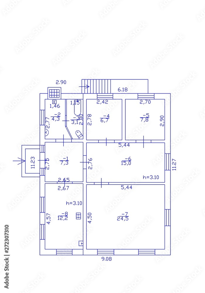 2d floor plan. Black&white floor plan. Floorplan Stock Illustration ...