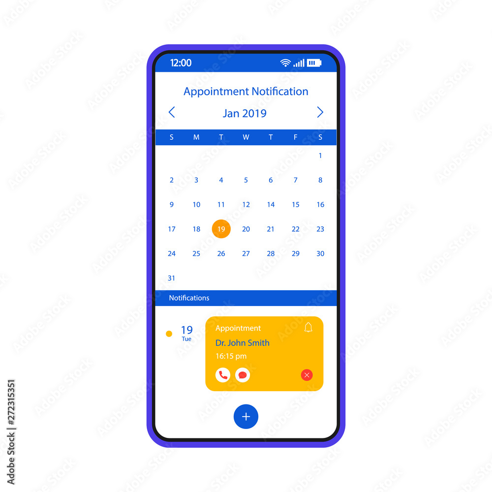 Appointment notification smartphone interface vector template Stock Vector | Adobe Stock