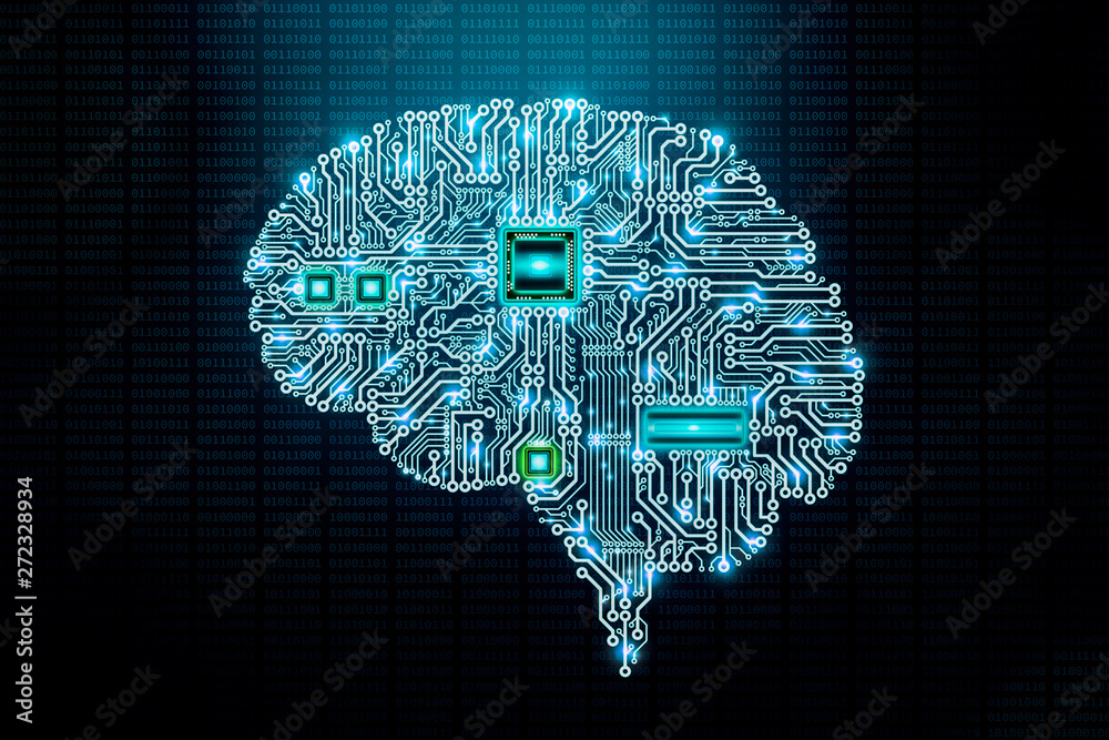 Illustration Stock Human electronic brain printed circuit board or pcb ...