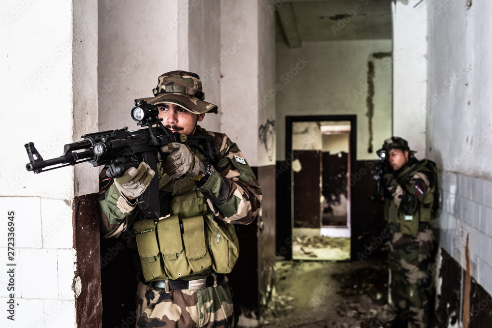 SWAT special military police force soldier in combat action anti ...