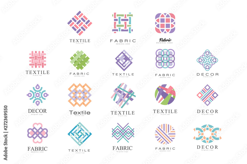 Textile, Fabric, Decor Logo Design Set, Tailor Shop, Sewing, Tailoring ...