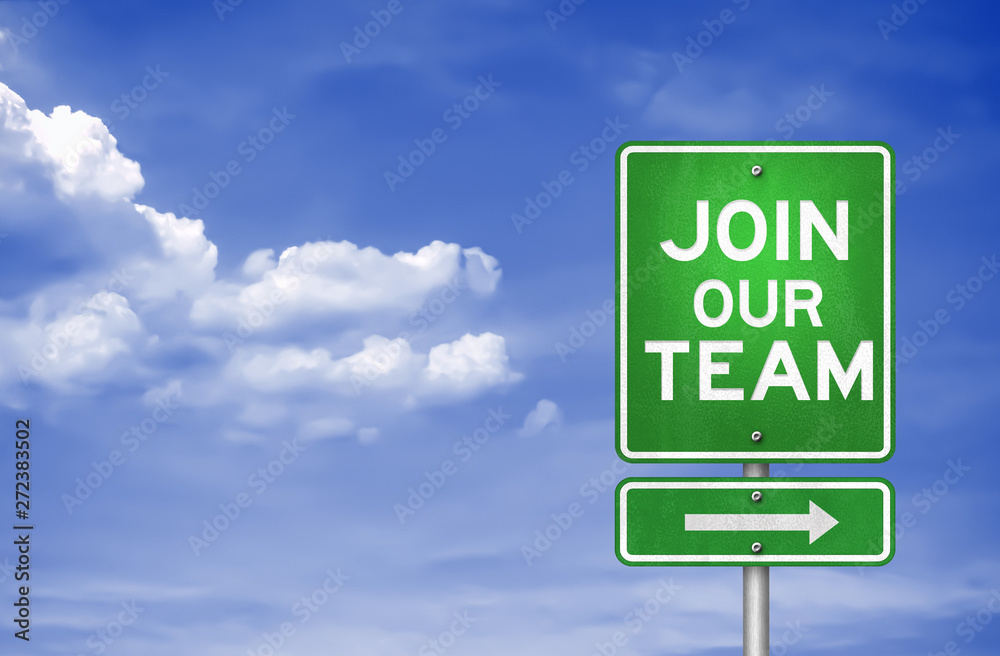 Join our Team - motivational concept illustration as road sign Stock ...
