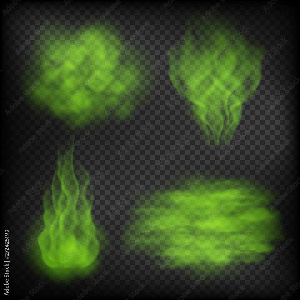 Realistic bad smell or stink cloud, green stench vapour, perspiration ...