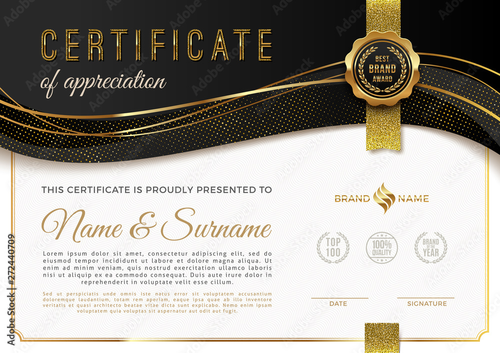 Certificate template with luxury golden elements. Diploma template ...