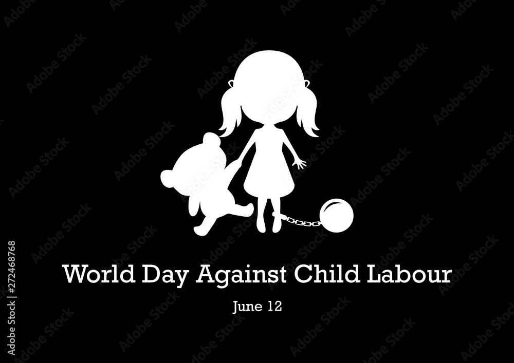 World Day Against Child Labour vector. Children worker vector ...