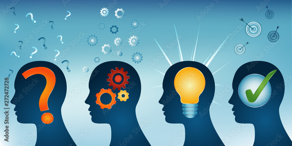 Problem thinking inspiration idea and success. Human head problem ...