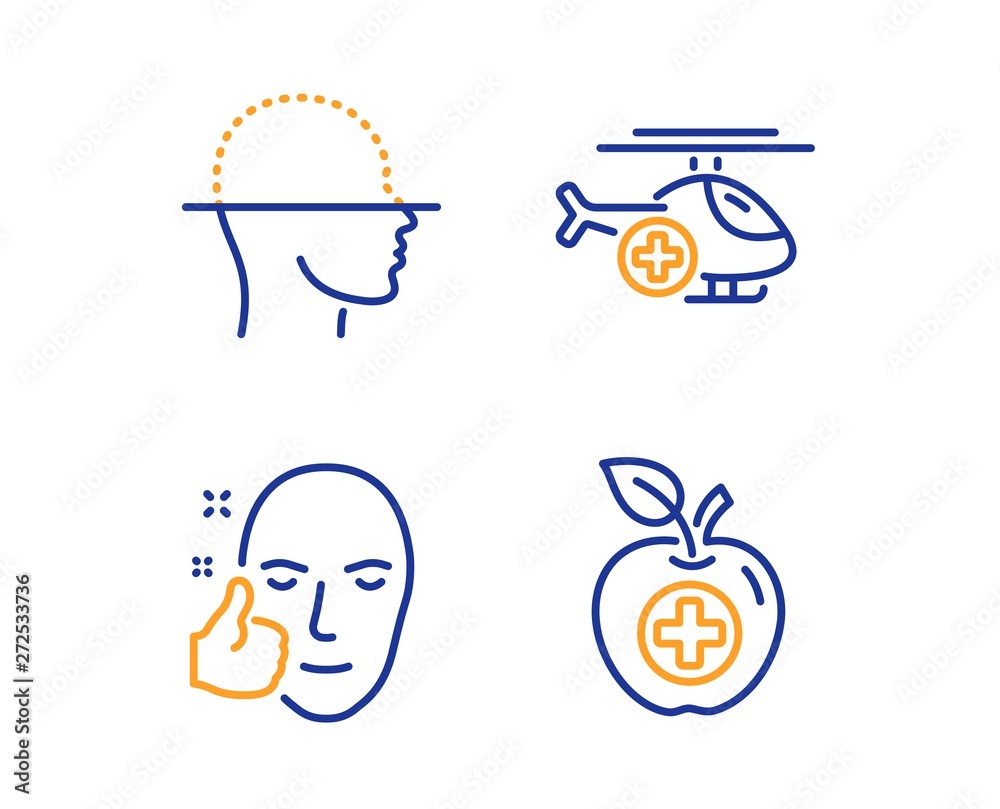 Face scanning, Medical helicopter and Healthy face icons simple set ...
