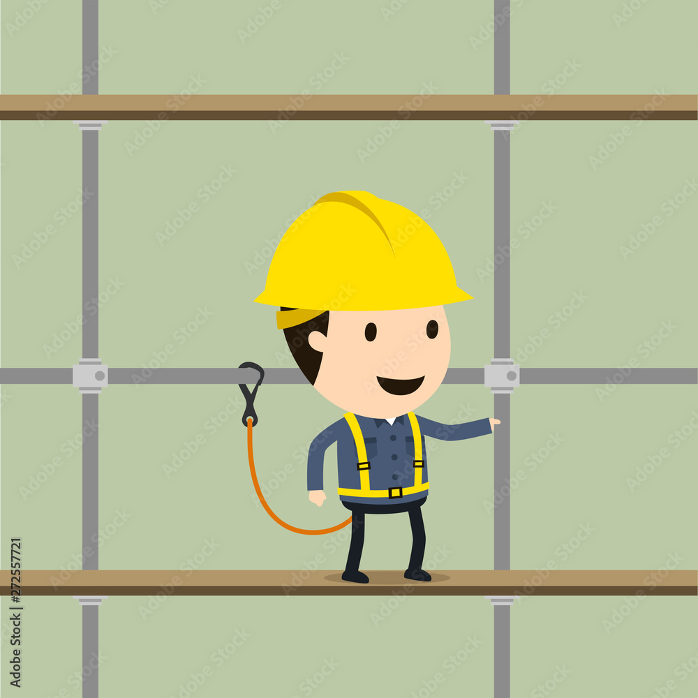 Wear safety hook during scaffold movement, A man is standing on the ...
