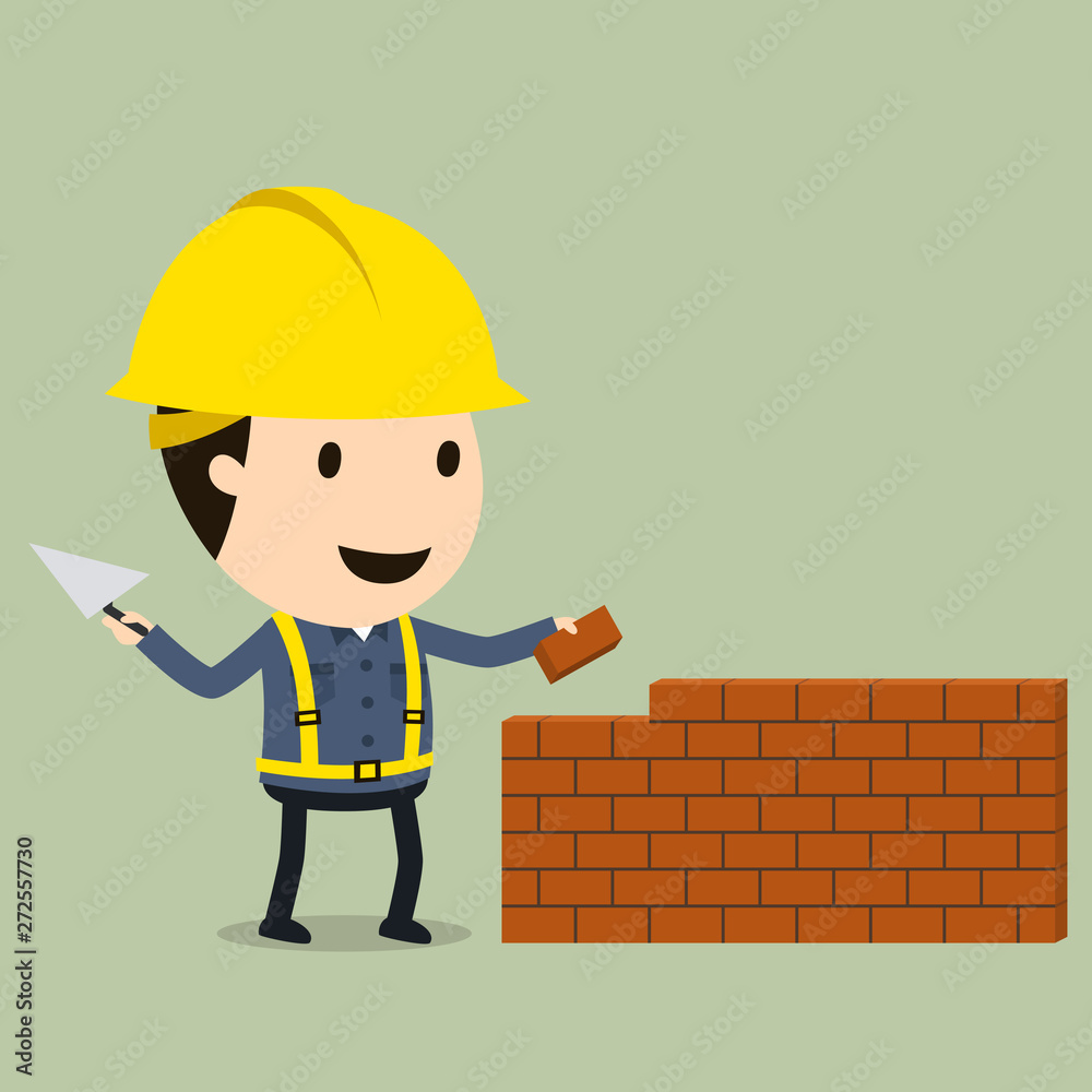 Brick building, Vector illustration, Safety and accident, Industrial ...