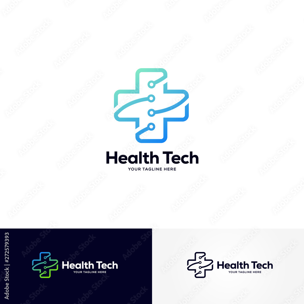 health tech logo designs template, healthcare logo designs Stock Vector ...