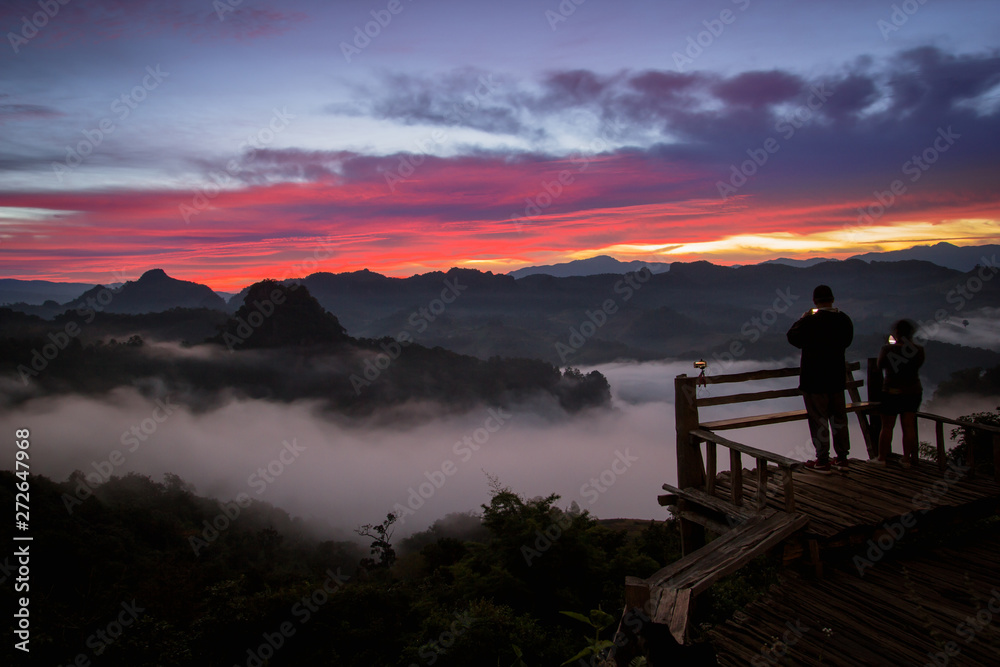 Foto de Stock Viewpoint of mountains and forests,The place is Japo ...
