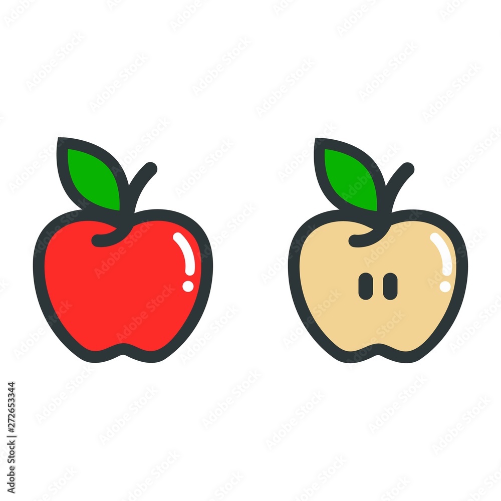 cartoon apple half vector set Stock Vector | Adobe Stock