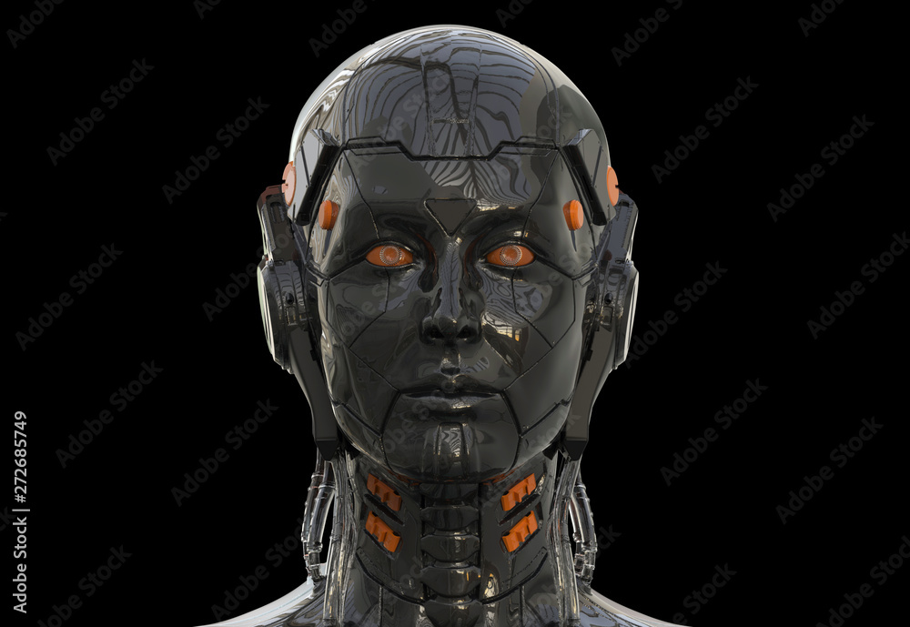 Robot woman, sci-fi android female artificial intelligence 3d render ...