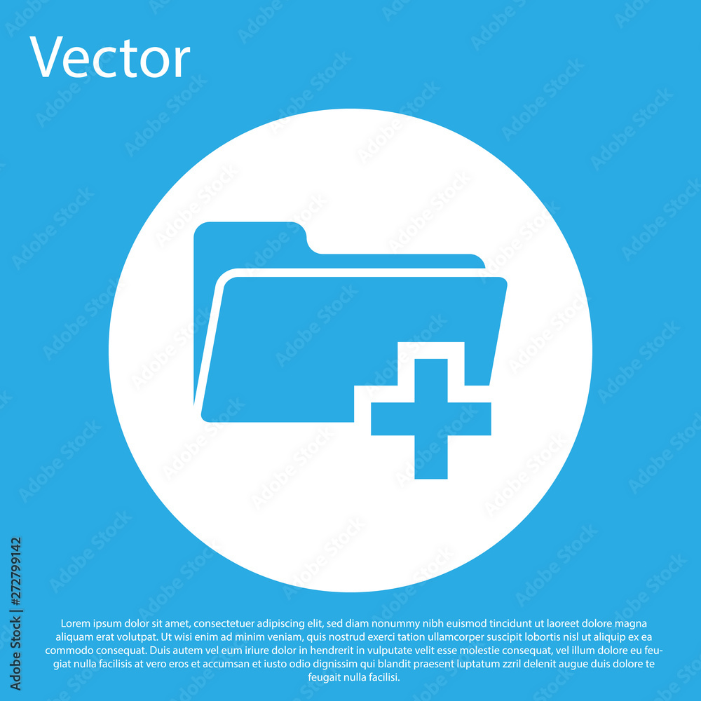 Blue Add new folder icon isolated on blue background. New folder file ...